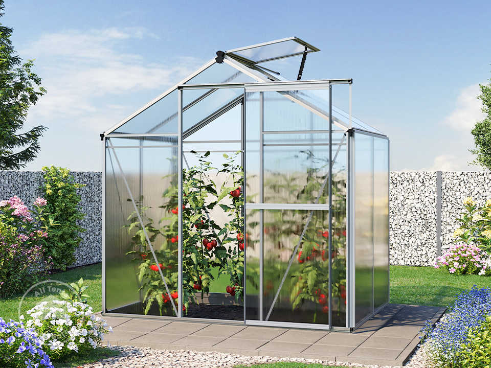 JASMIN 6.3 x 4.3ft Greenhouse, 6mm Twin-Wall Polycarbonate Panels - alltents.com